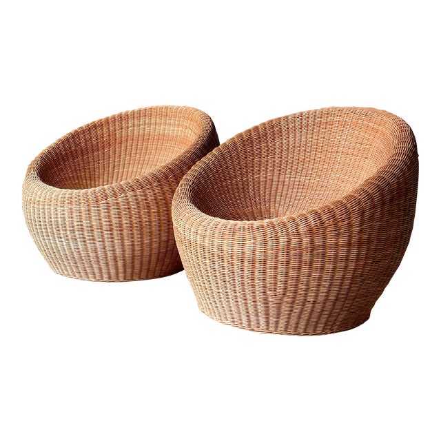 1970s Eero Aarnio Style Wicker Pod Chaird- a Pair | Chairish