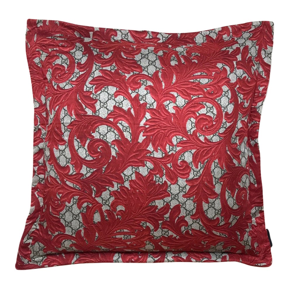 Gucci Gg Logo Arabesque Vintage Silk Scarf Pillow | Chairish