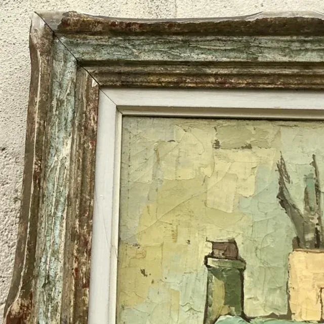 Vintage Boho Italian Impasto Still Life Oil Painting on Canvas | Chairish