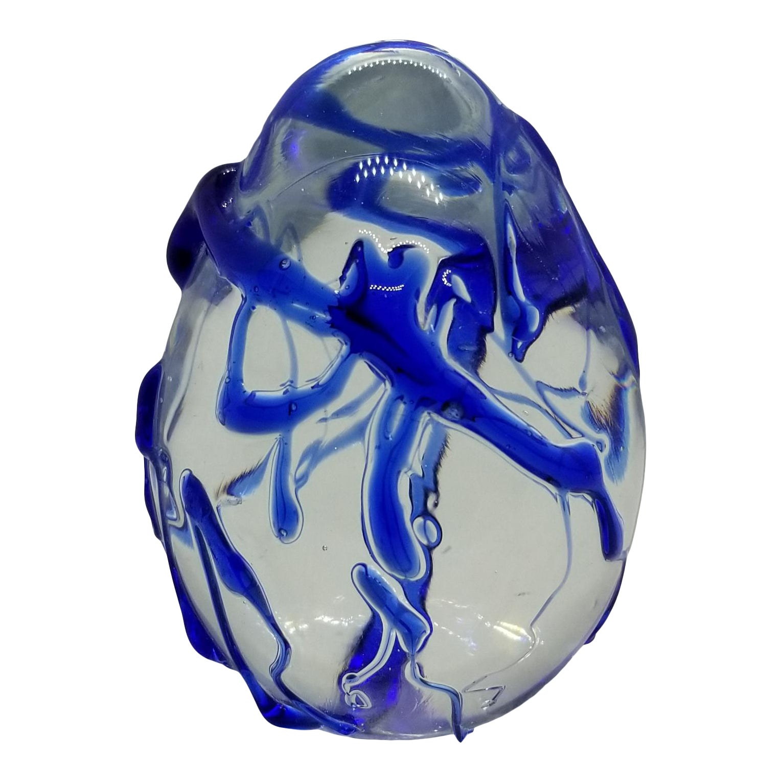 Mid-Century Raised Relief Free-Form Cobalt Blue Drizzle Pattern Art ...