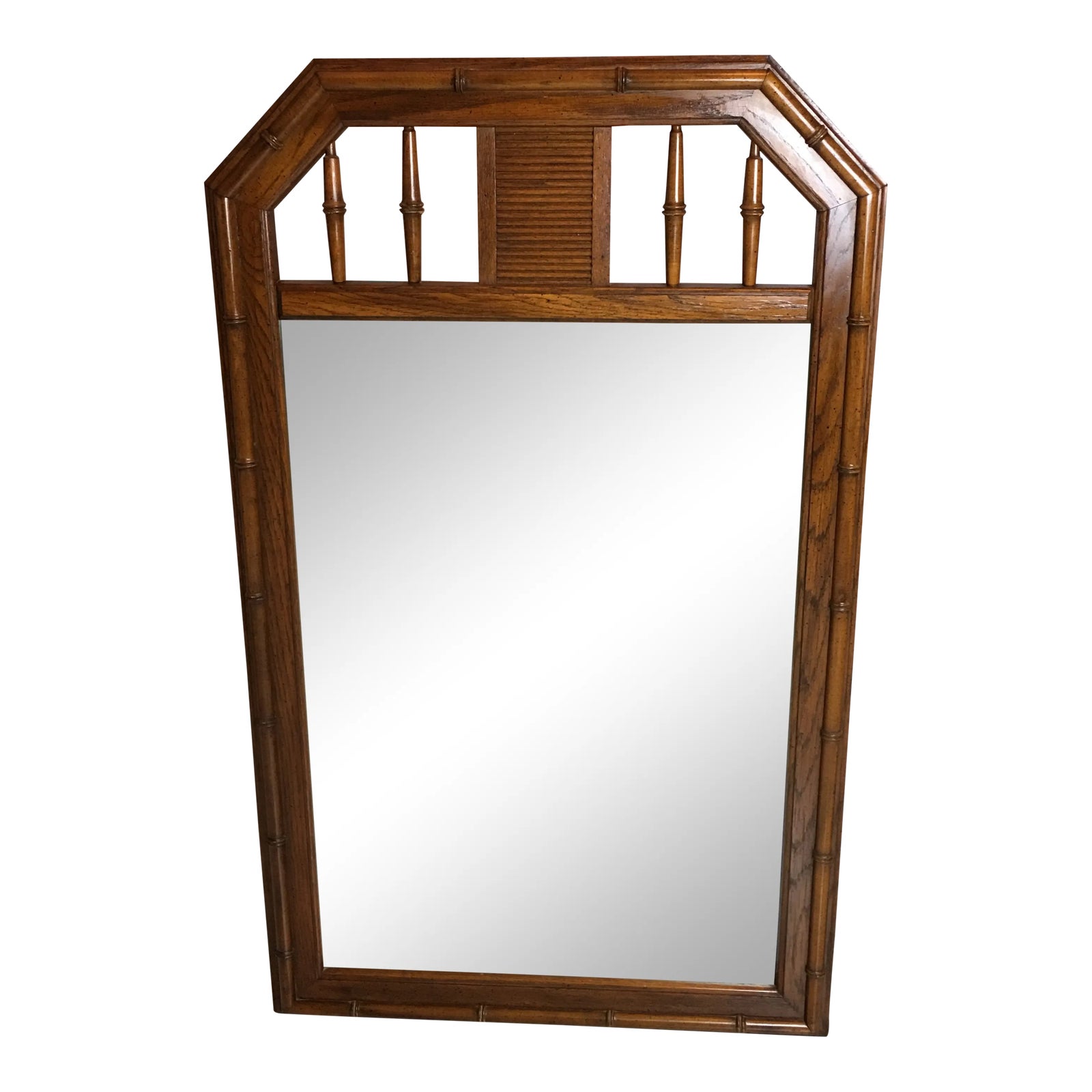 1960s Boho Chic Faux Bamboo Wood Mirror | Chairish