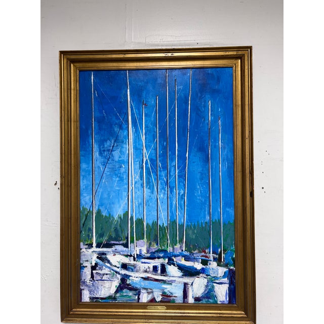 J. Stone Original Painting "Yacht Basin-Lisbon" | Chairish