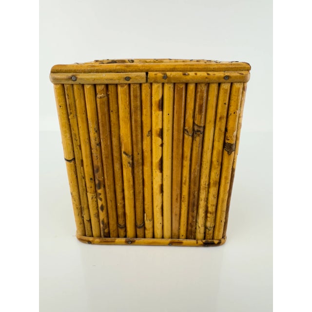 Vintage Mid-Century Burnt Tortoise Bamboo Tissue Box | Chairish