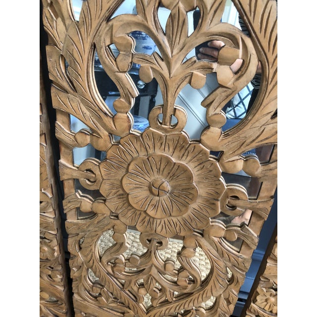 1960s Triptych Carved Wood Mirrored Wall Panels- Set of 3 | Chairish