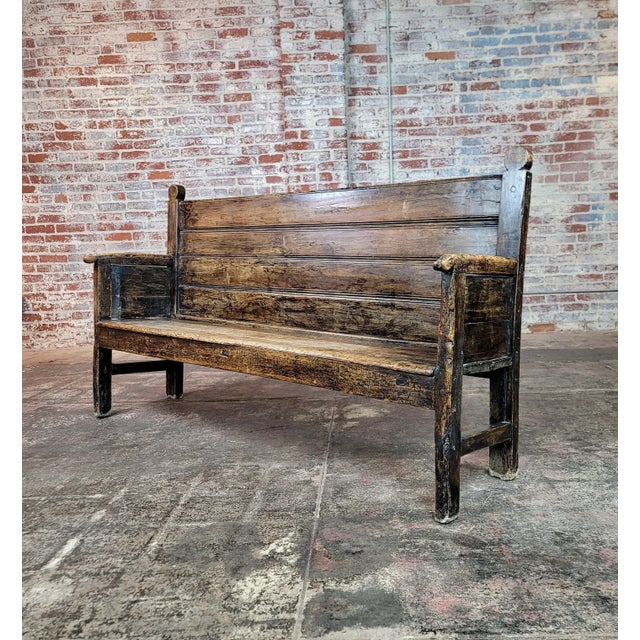 18th Century Spanish Colonial Carved Walnut Bench | Chairish