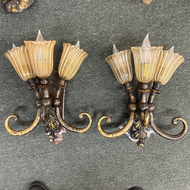 Lightspann Lighting Custom Antiqued Brass + Gold Flecked Glass Shade ...