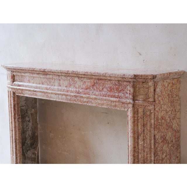 Antique French Marble Fireplace in Pink Tones | Chairish