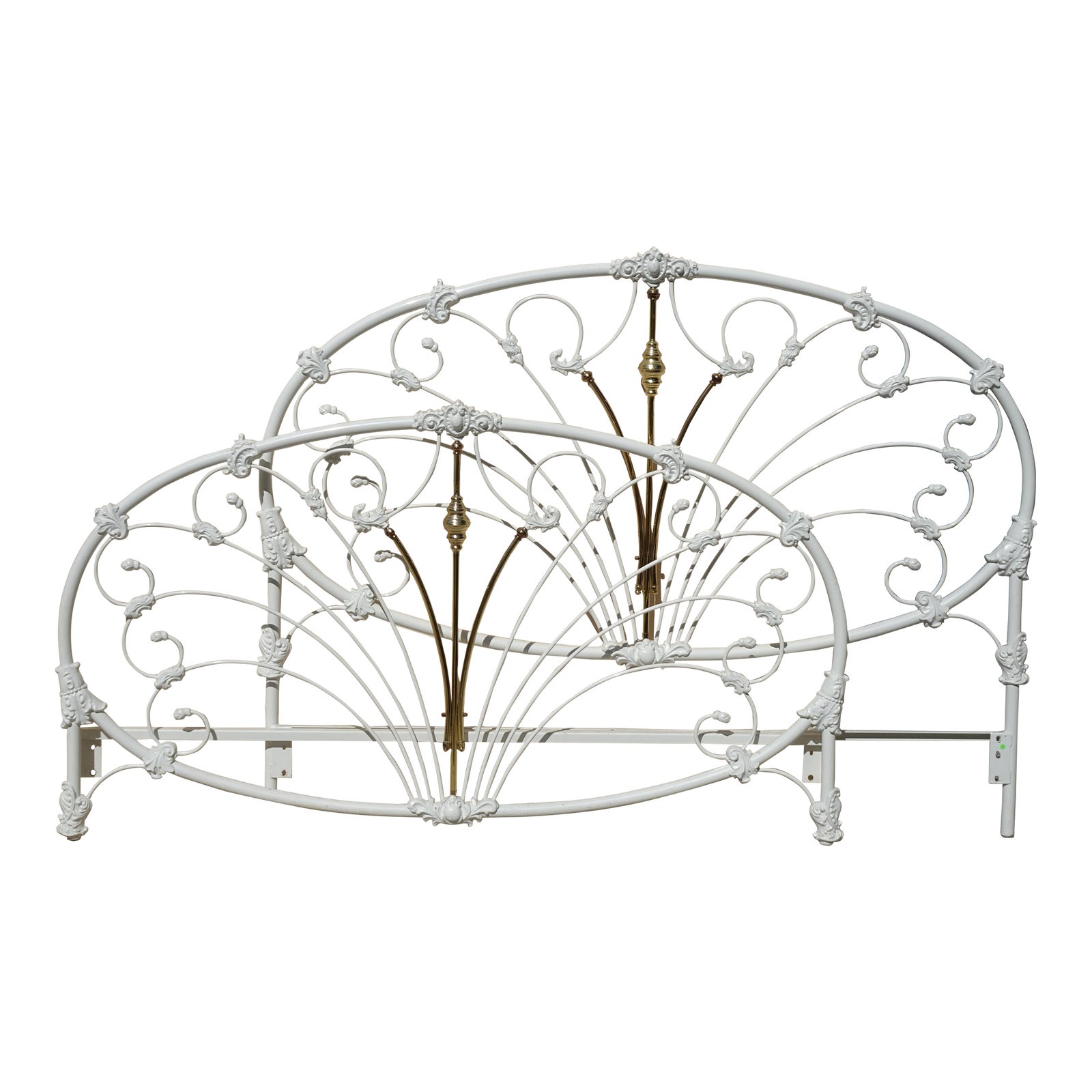 Vintage French Elliott's Designs White Gold Iron Queen Headboard W ...