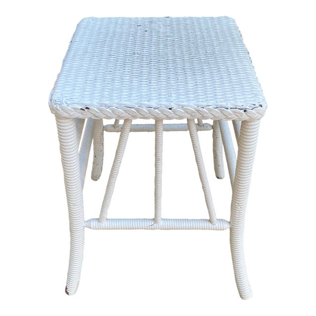 White wicker side table outdoor store