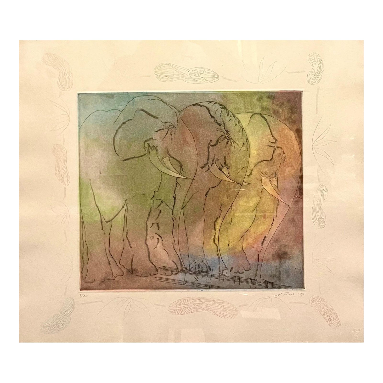 Stanley Boxer Stanley Boxer Aquatint Intaglio Etching Elephant Herd ...