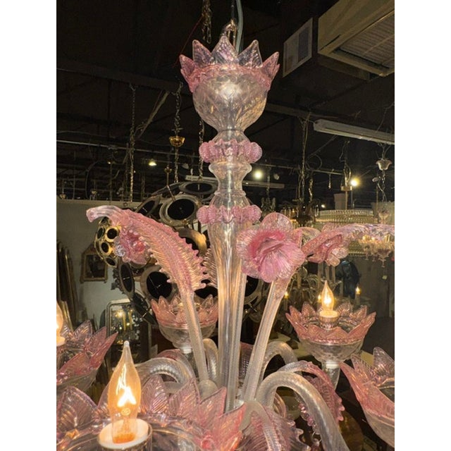 Pink Murano Glass Venetian Style Chandelier | Chairish