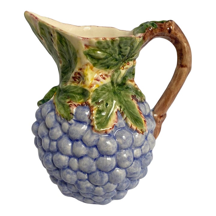 Vintage Majolica Grape Pitcher | Chairish