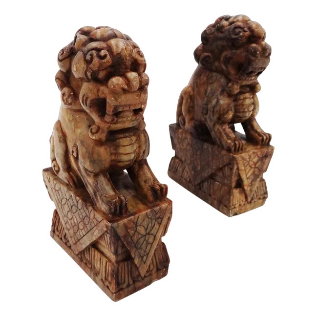 Marble Foo Dogs, China, 1800s, Set of 2 | Chairish
