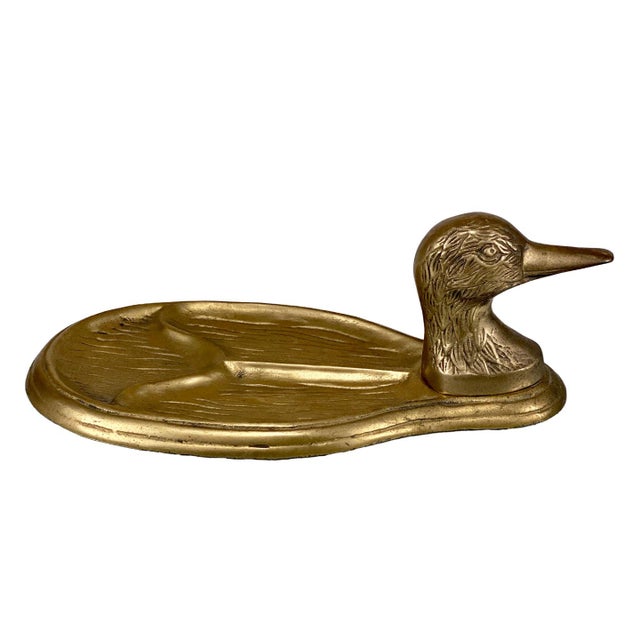 Vintage Traditional Brass Mallard Duck Library Desk Set Organizer Tray ...