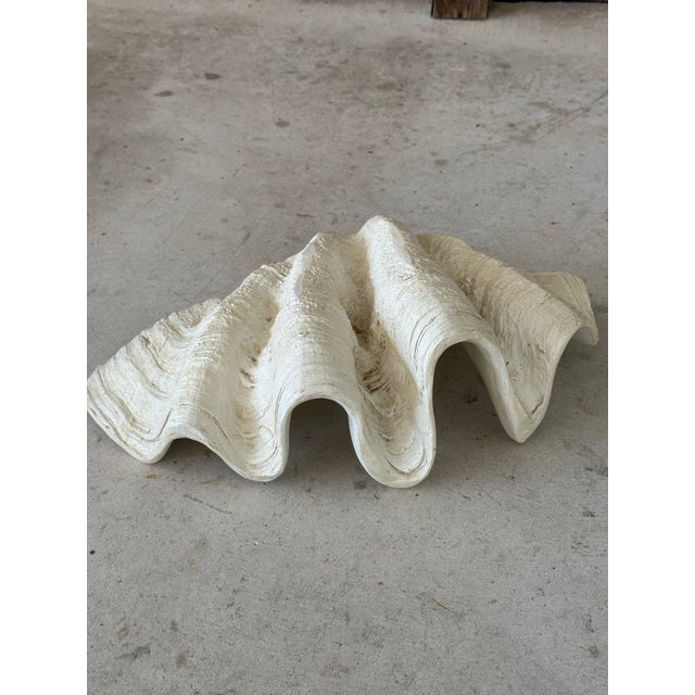 Vintage Coastal Cast Resin Sculptural Clam Shell Decorative Bowl | Chairish