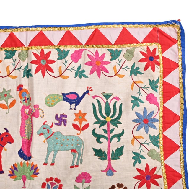 1960s Embroidery Birds & Lords Toran Gate Hanger Door Hanging Indian ...