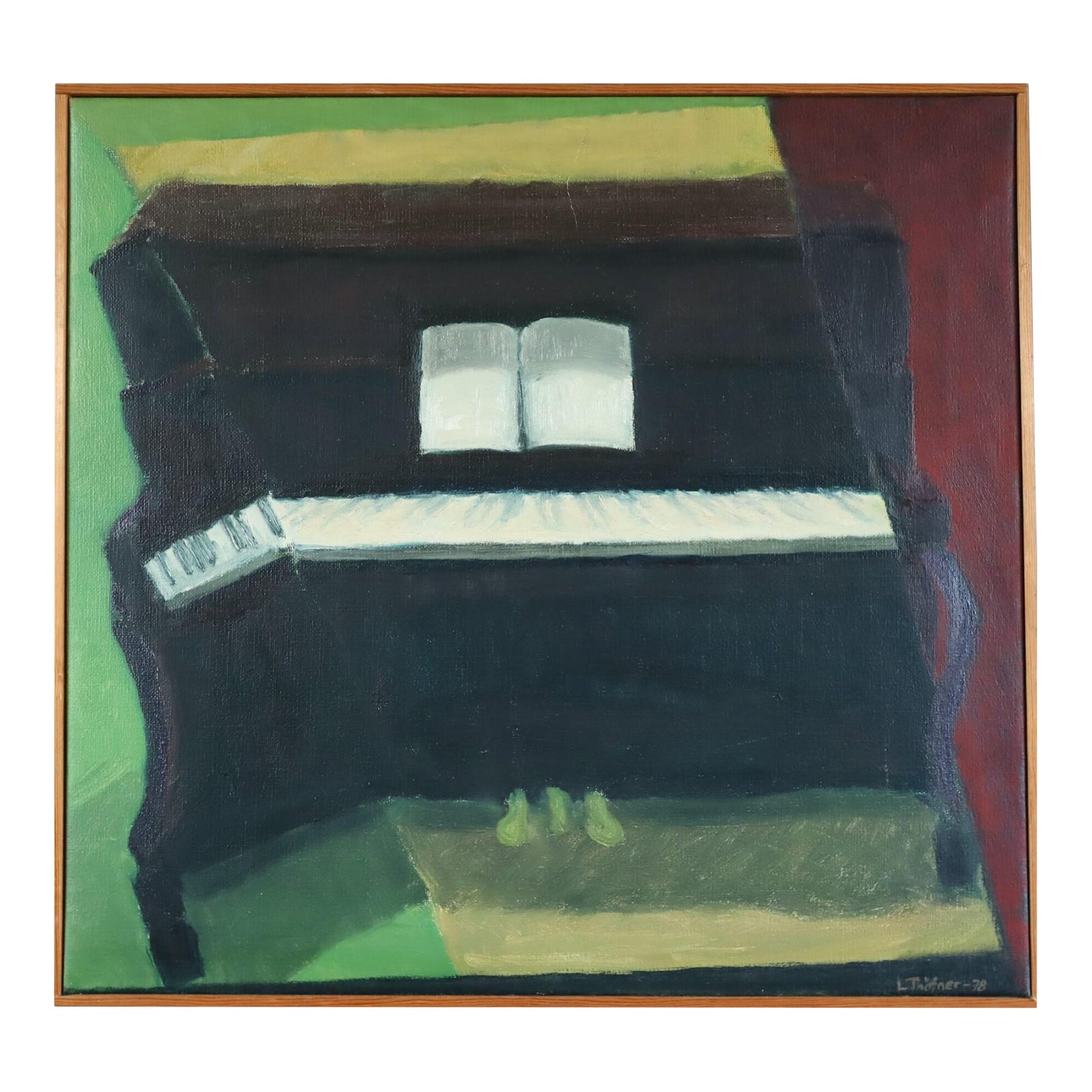1978 Modernist 'The Piano' Vintage Swedish Expressive Still Life Oil ...