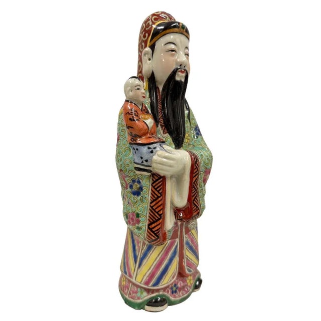 Early 20th Century Chinese Fu Lu Shou Feng Shui Trio Gods Figurines ...