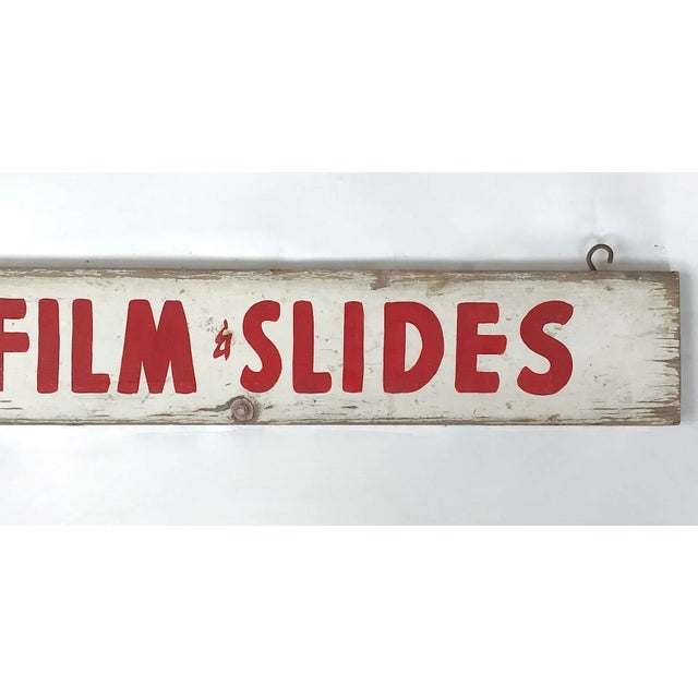 Vintage Wood Red, White & Blue Movies/Film/Slides Sign | Chairish