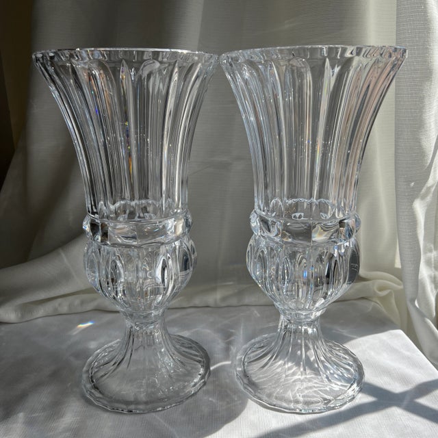 Late 20th Century Large French Regency Style Crystal Urn Vases - a Pair ...