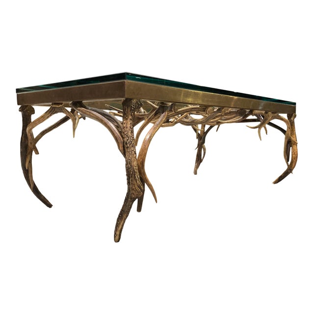 Modern Rustic Deer Antler Coffee Table Manner of Anthony Redmile | Chairish