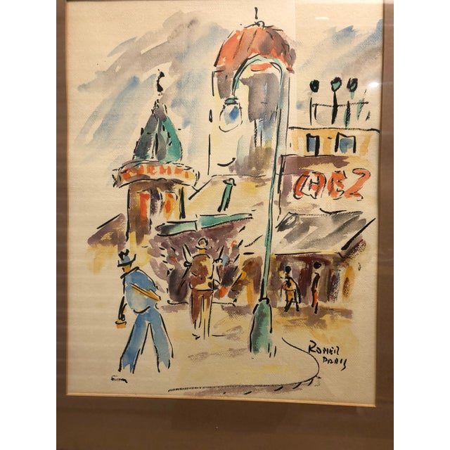 Vintage "Paris Street Scene" Watercolor Painting by Fred Roner | Chairish