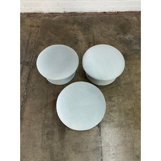 Tapered Mushroom Ottoman in Baby Blue Velvet | Chairish