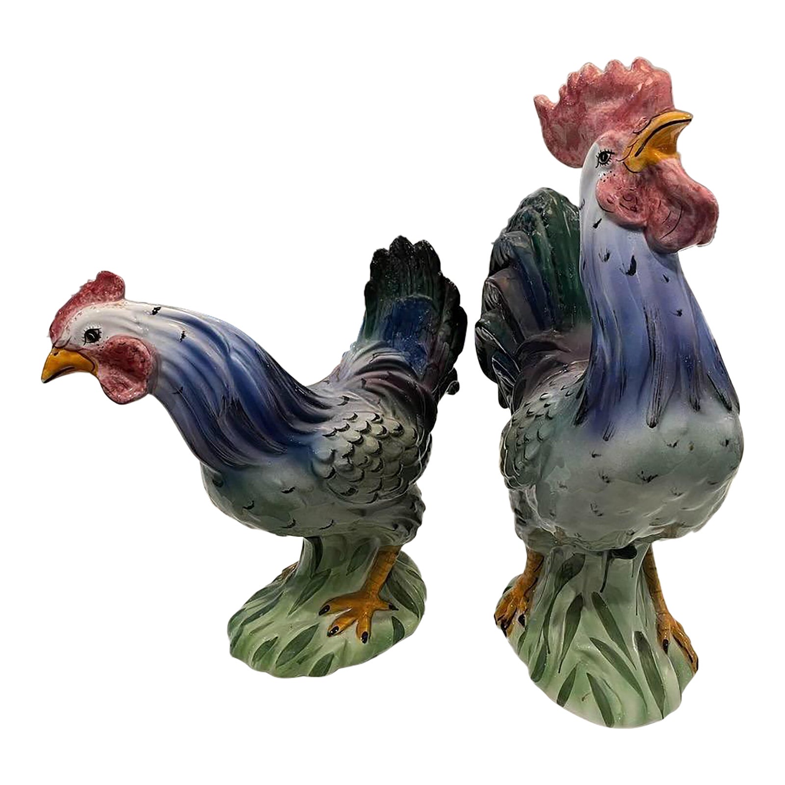 Set of Two Vintage Porcelain Roosters | Chairish