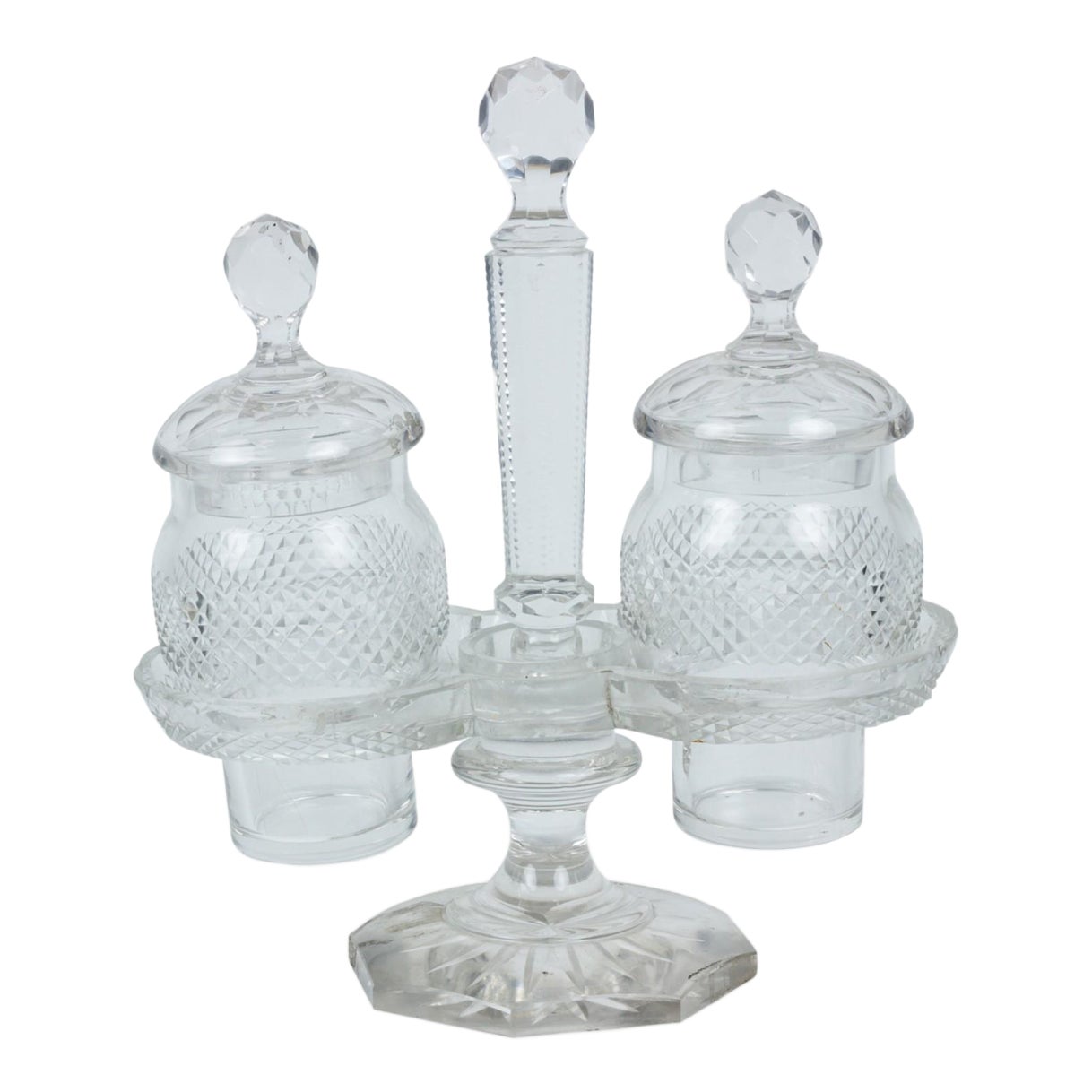 English Victorian Cut Crystal Cruet Set | Chairish