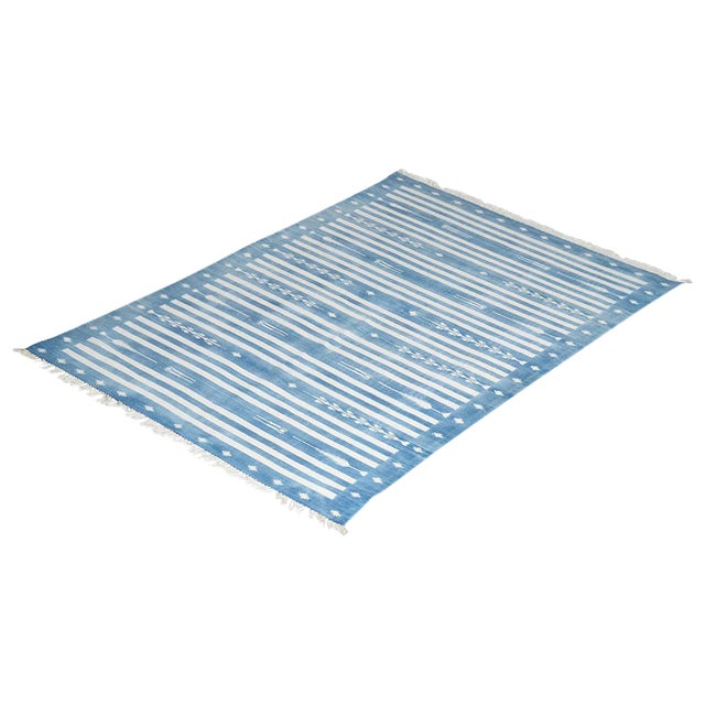 Peppermint Rug, 9x12, Royal Blue & White | Chairish