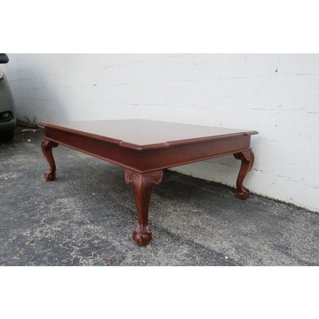 Ethan Allen Carved Ball and Claw Feet Mahogany Coffee Table | Chairish