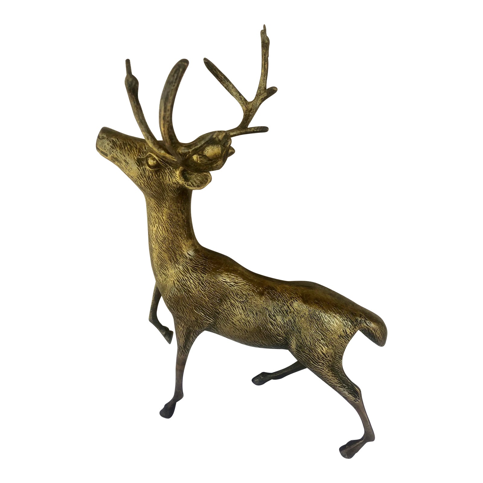 Large Brass Standing Deer/Stag | Chairish