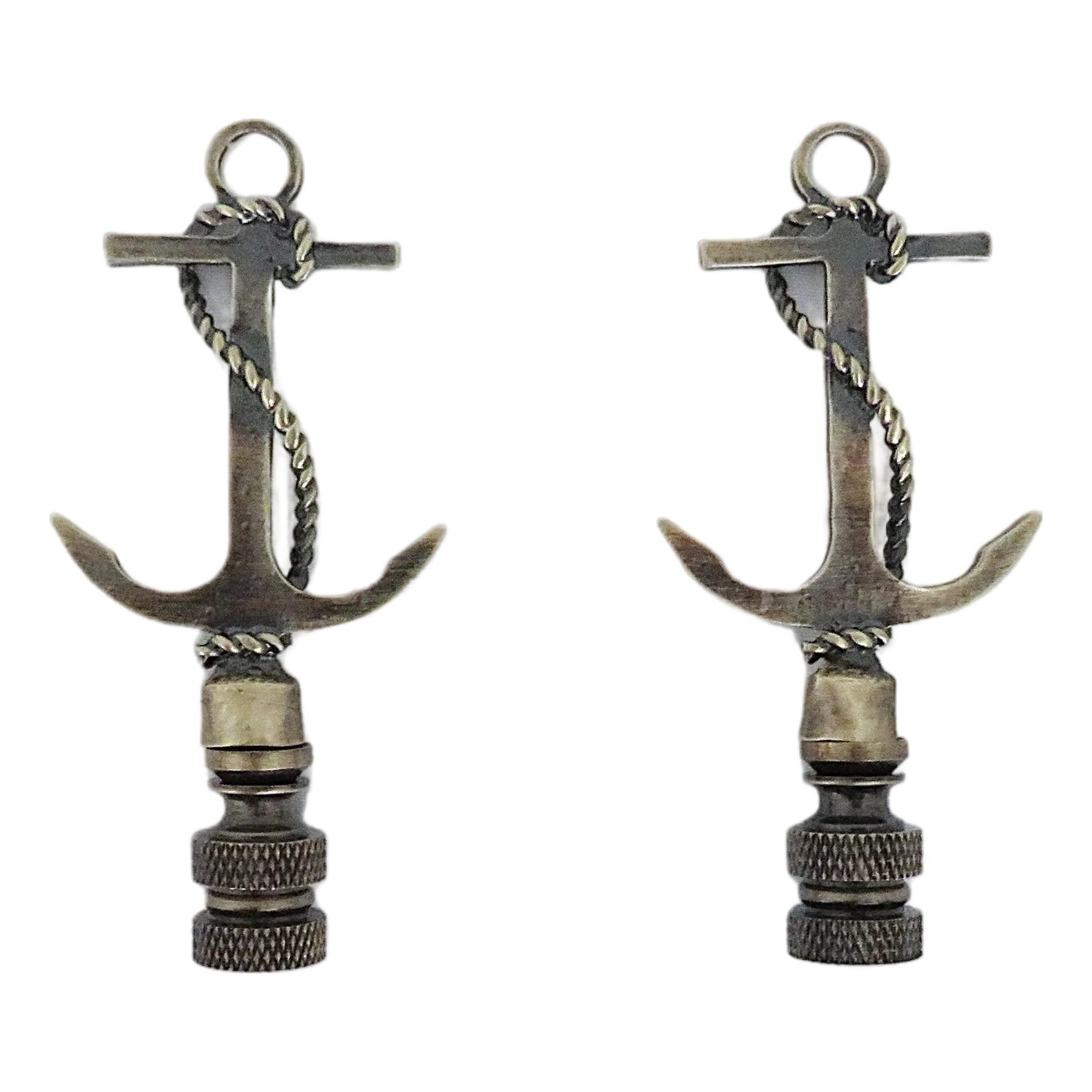 Pair of Nautical Boat Ship Anchor Lamp Finials | Chairish