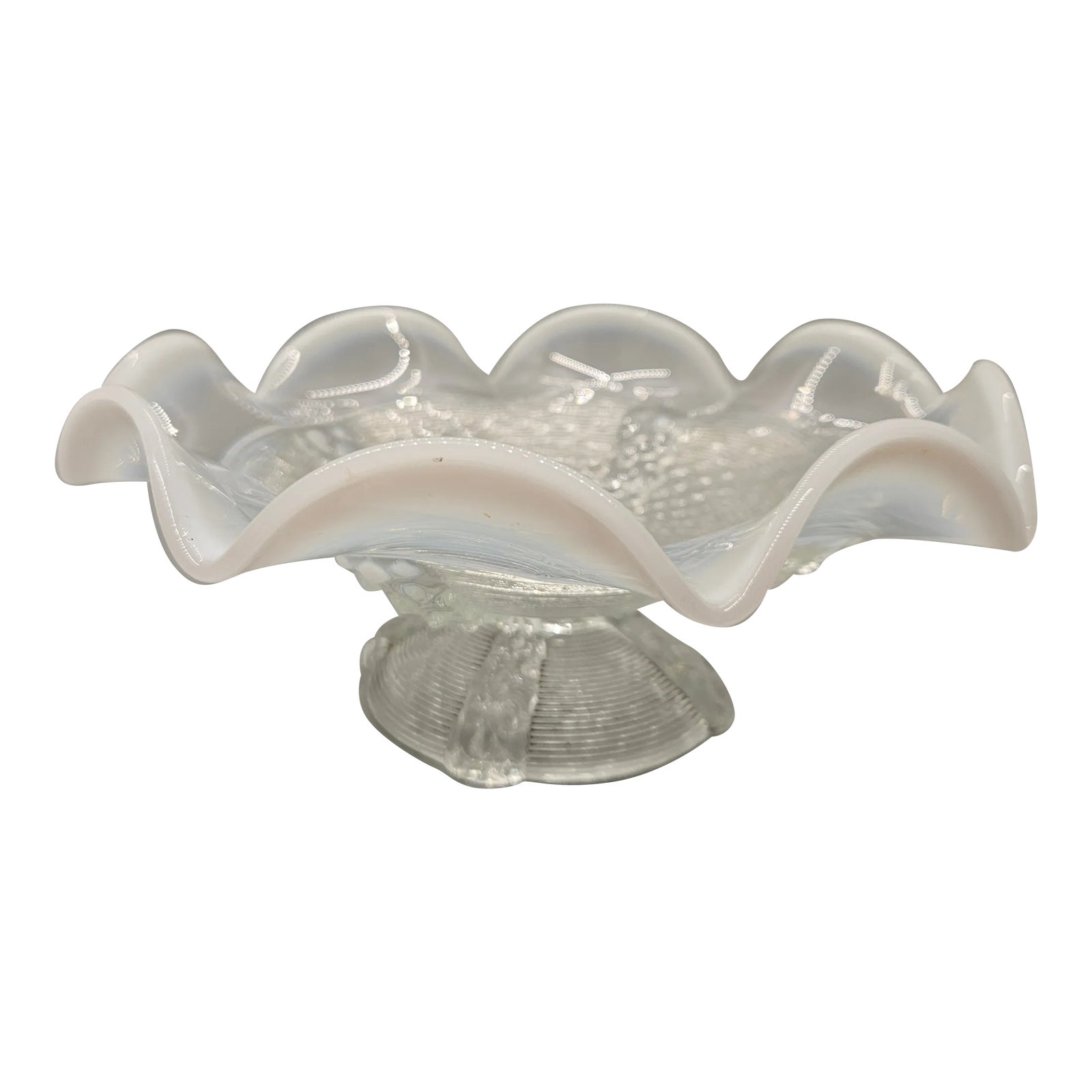 Northwood Glass Eapg White Opalescent Buttons & Panels Pattern Ruffled ...