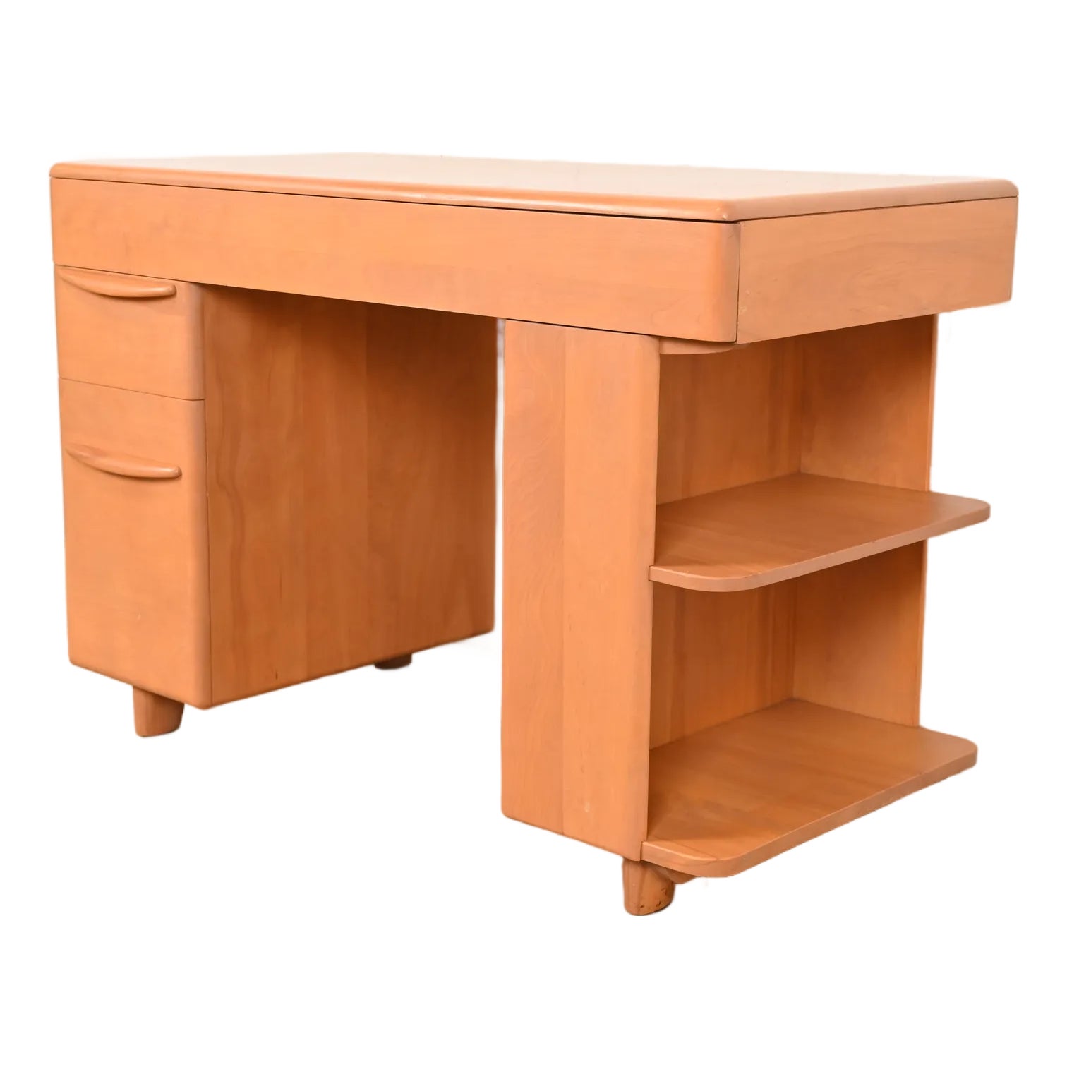 Heywood Wakefield Mid-Century Modern Solid Maple Desk With Built-in Bookcase, 1950s | Chairish