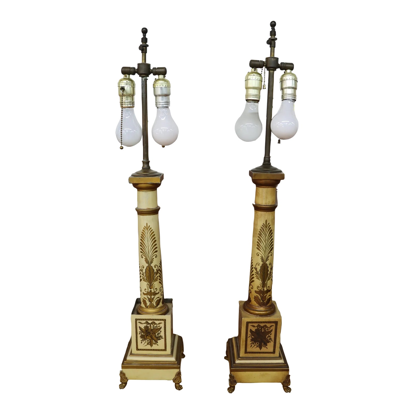 French Toile Lamps/Pair | Chairish