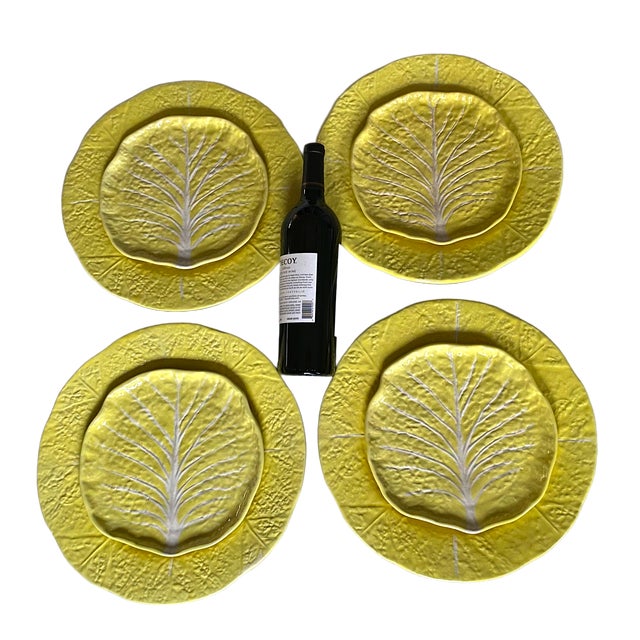 Vintage 1960s Yellow Secla Portugal Cabbage Plate Chargers and Leaf ...