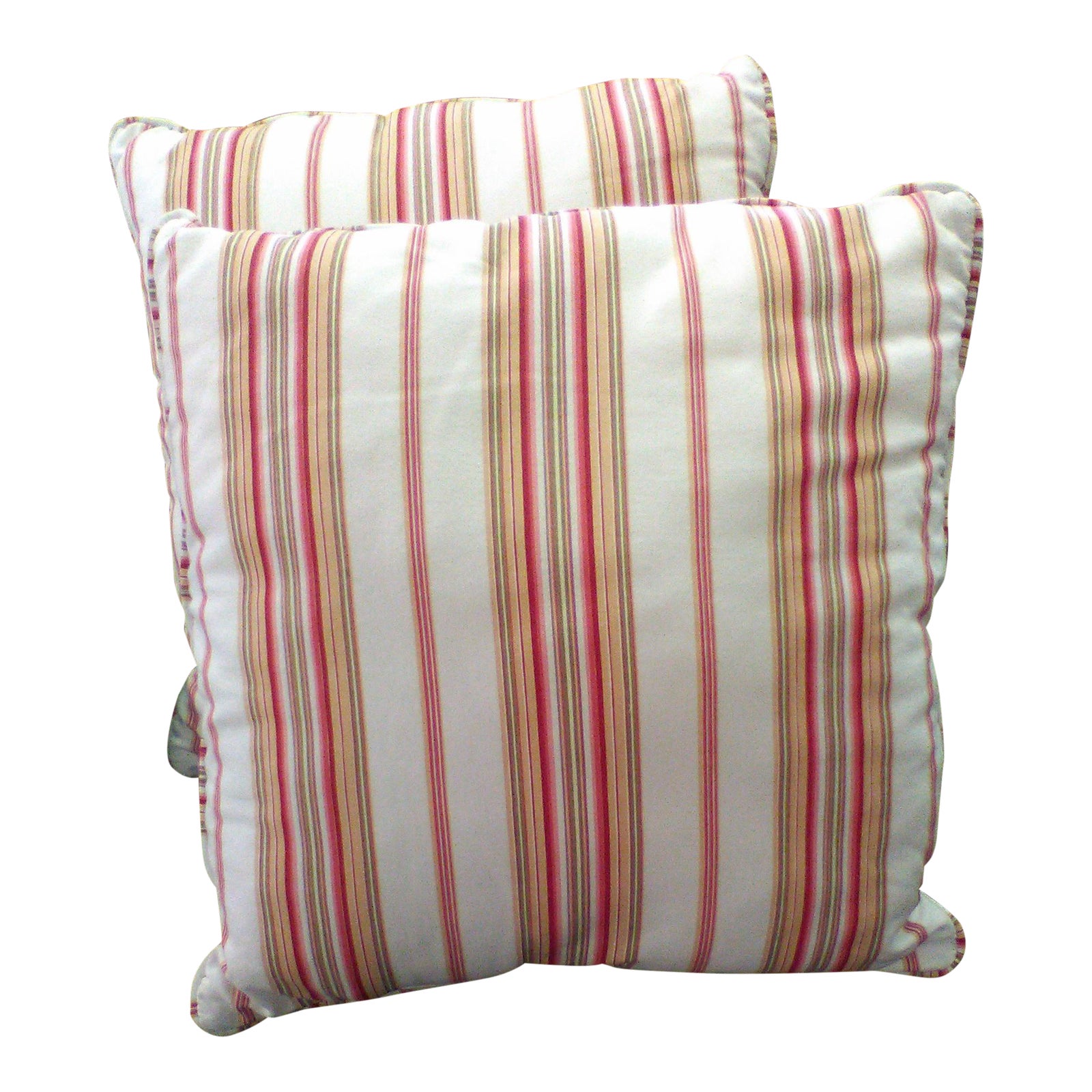 Classic Striped Pillows- A Pair | Chairish