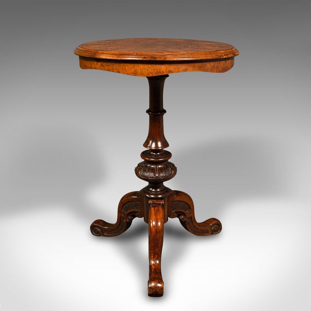 1840s Antique Victorian English Burr Walnut Lamp Table | Chairish