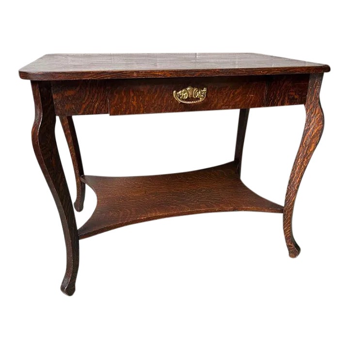 Antique Tiger Oak Library Table Desk. 19th Century. | Chairish