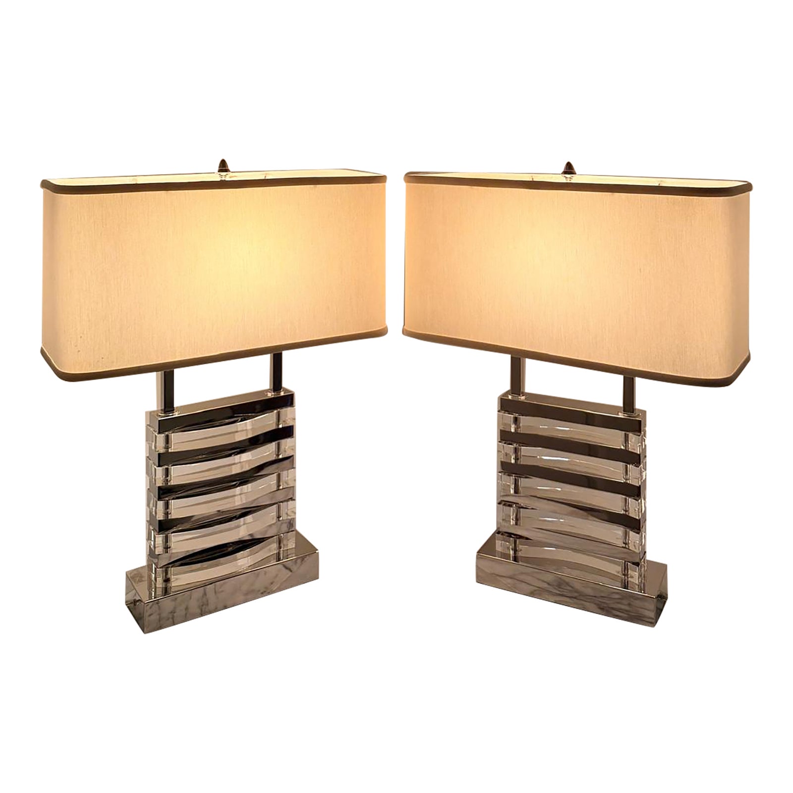 Laudarte Leo Mirai “Lume Dune Crystal” Table Lamp — Nickel / Clear ...