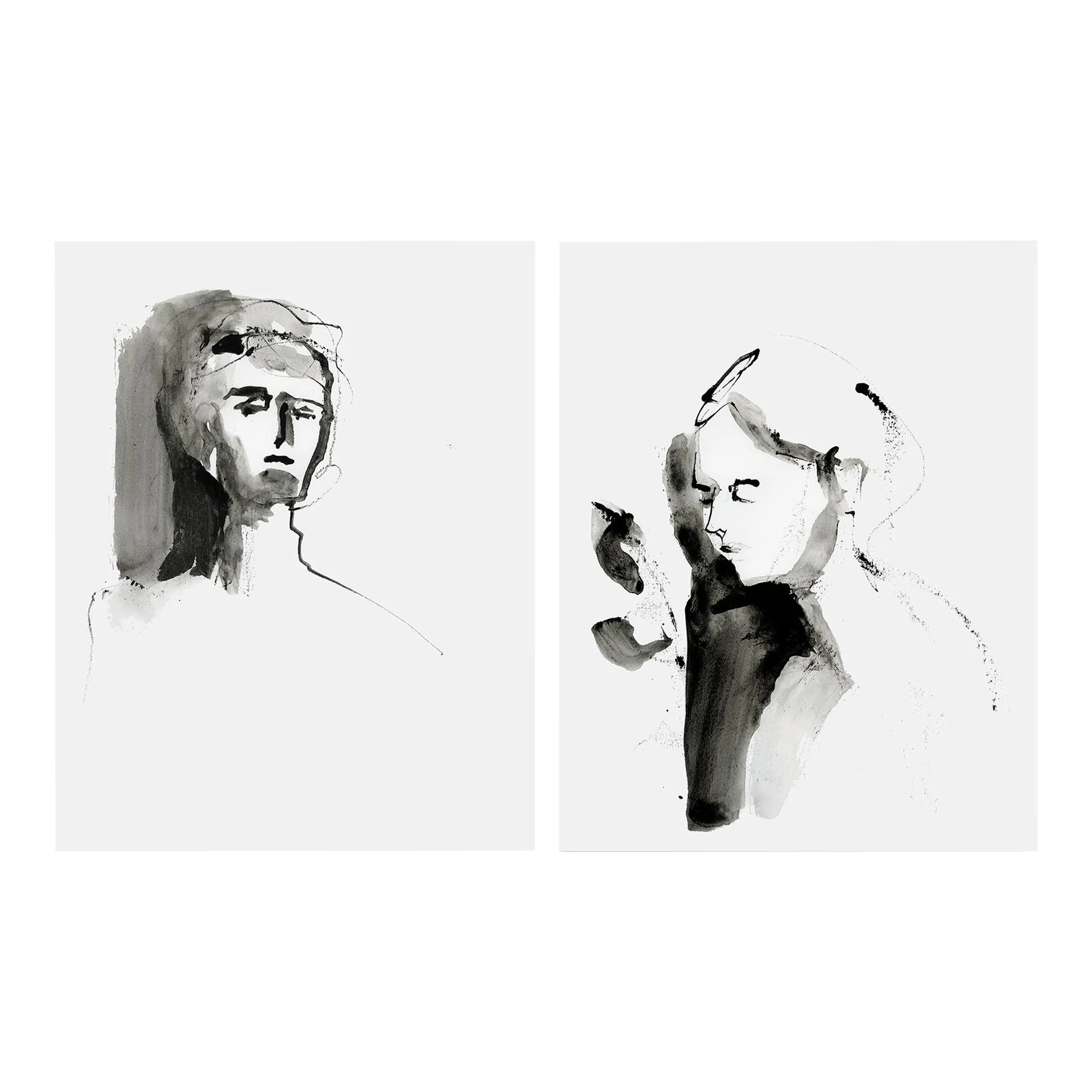 "Couple" Original Set of Two Ink Drawings by Yuki Osada | Chairish