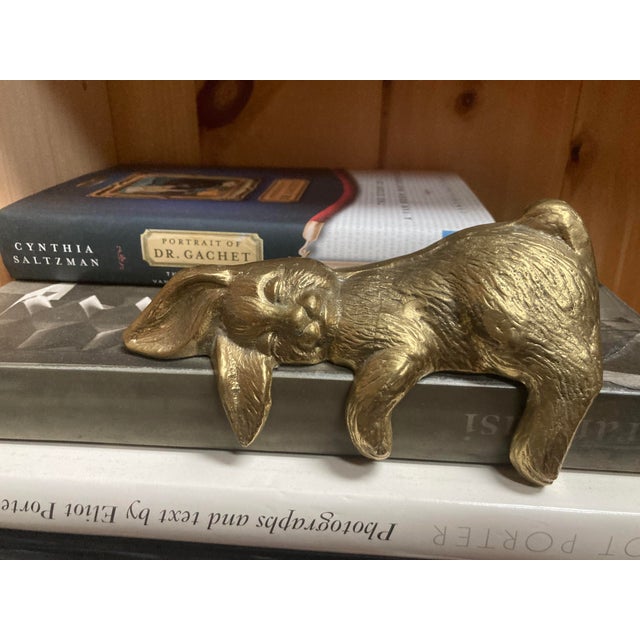 1970’s Sleeping Bunny Brass Shelf Figurine | Chairish