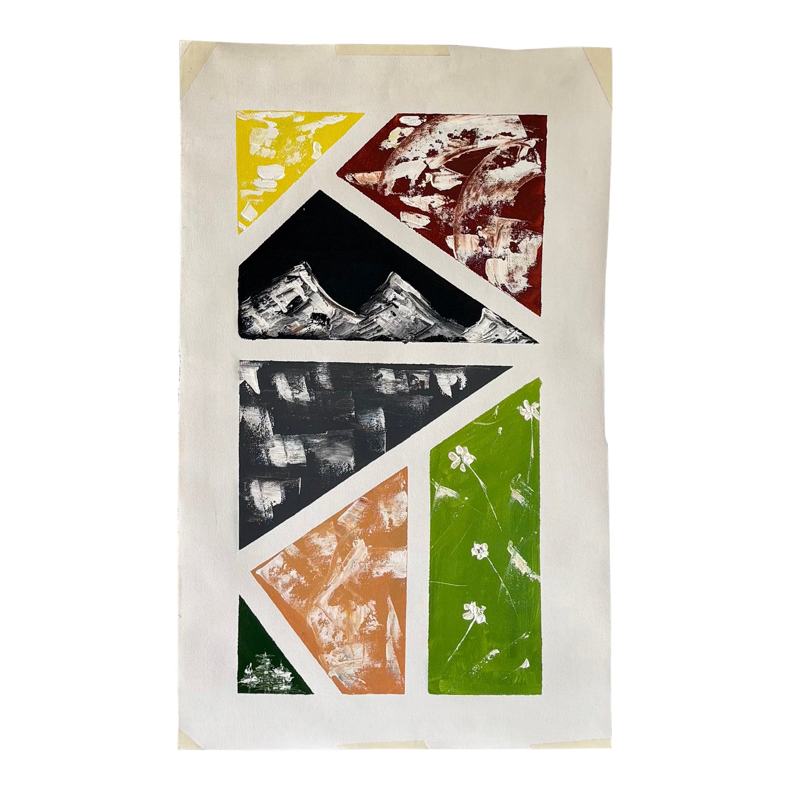 Abstract Mountain and Nature Acrylic Painting | Chairish