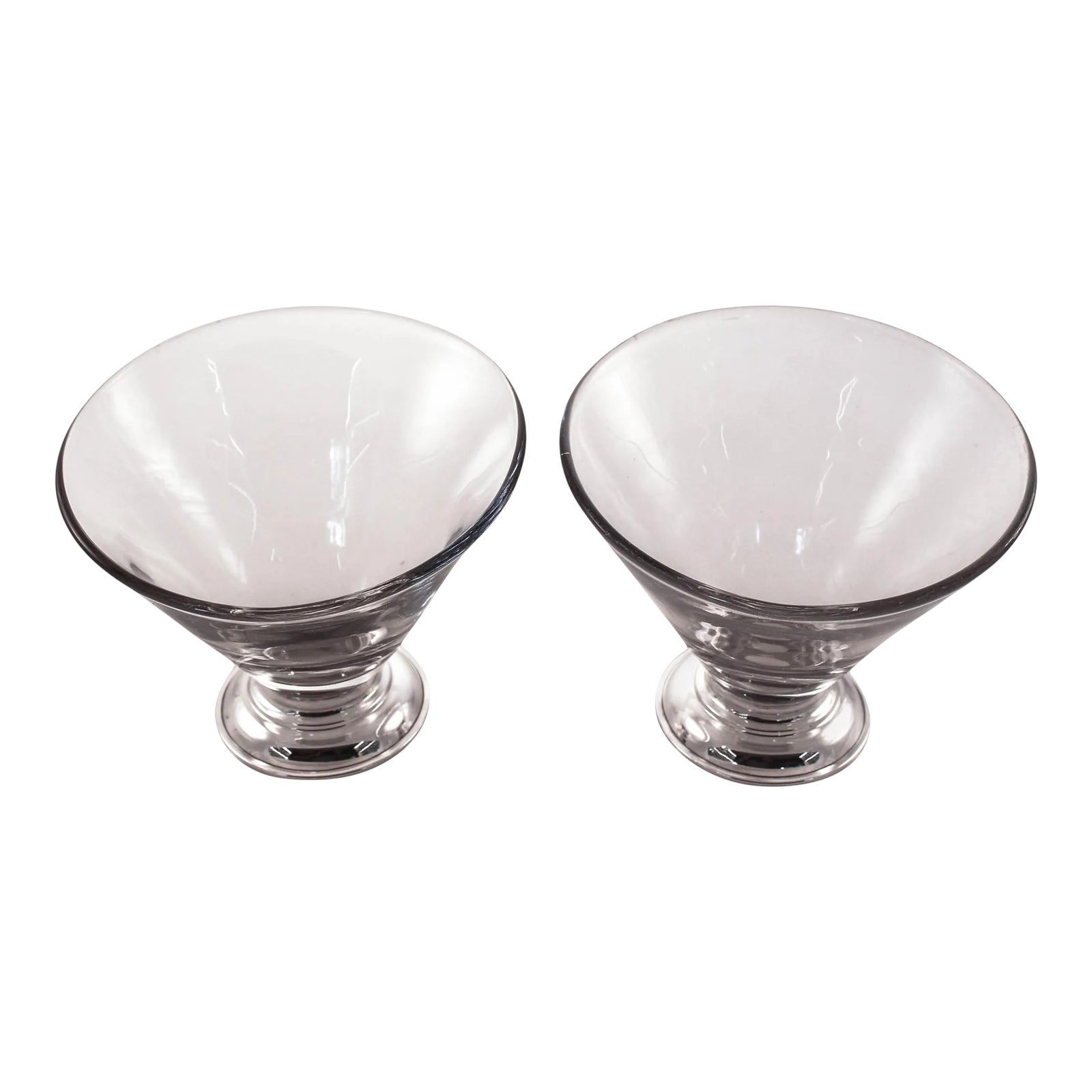 Sterling Glass Cocktail Bowls - A Pair | Chairish
