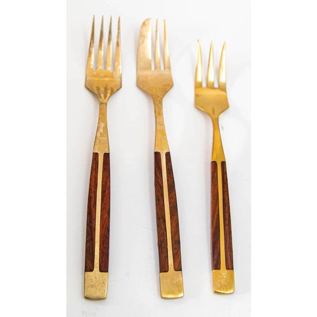 Vintage 1960s Rosewood and Bronze Flatware Set by Jean Claude 89 Pieces ...