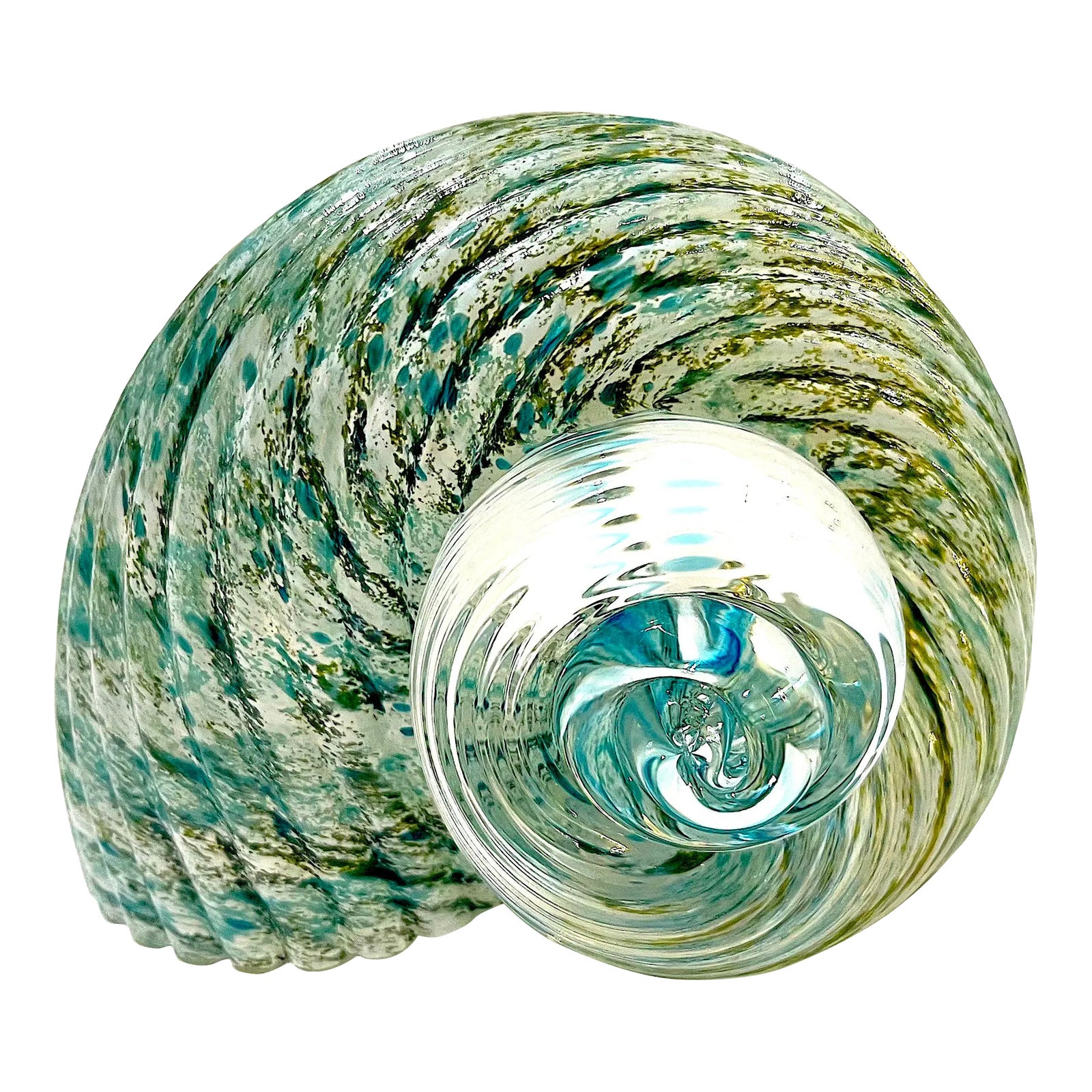 1980s Blown Glass Nautilus Shell Paperweight by Michelle Kaptur | Chairish