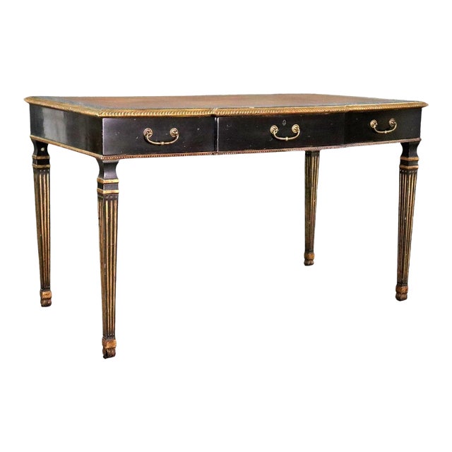 French neoclassical style writing desk with leather top | Chairish