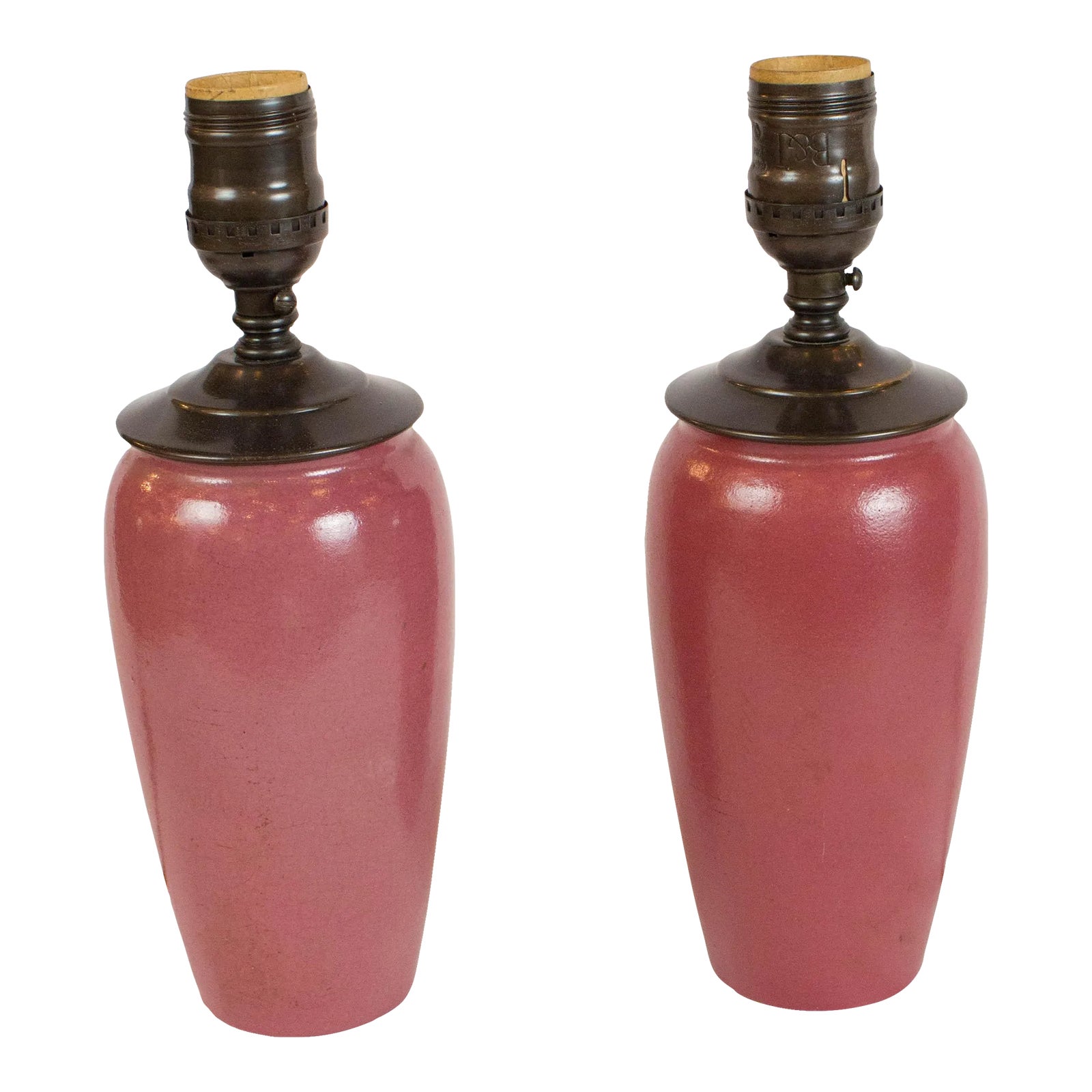 Ealy 20th Century Arts and Crafts Pink Paul Revere Lamps - a Pair ...