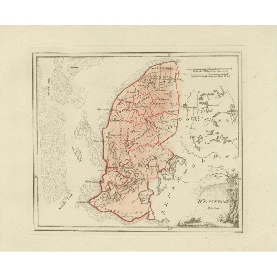 Antique Dutch Map of Westergo in Friesland by Von Reilly, 1791 | Chairish